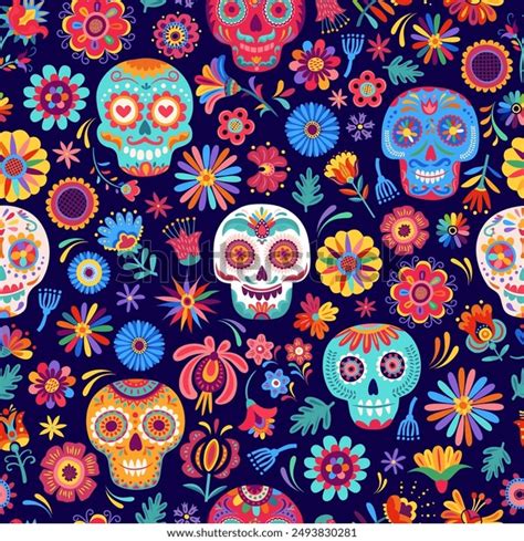 Catrin Mexican Seamless Pattern Calavera Sugar Stock Vector Royalty Free 2493830281 Shutterstock
