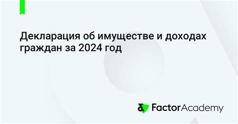 Декларация об имуществе и доходах граждан за 2024 год • Factoracademy