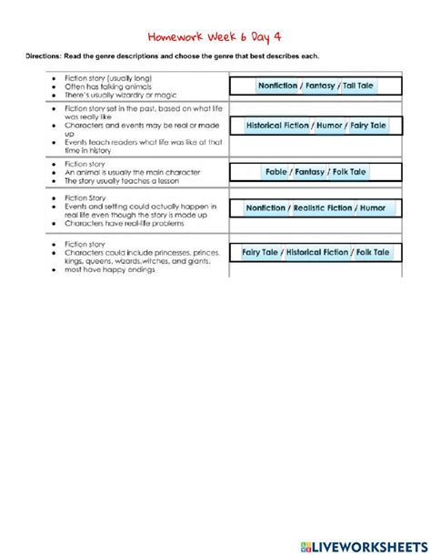 Homework Week 6 Day 4 Worksheet Live Worksheets