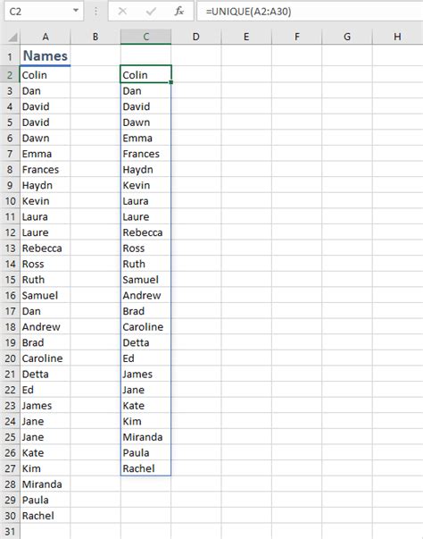 Excel Unique Function Support And Information Zone