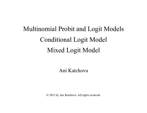 Pdf Multinomial Probit And Logit Models Conditional Logit Model Mixed