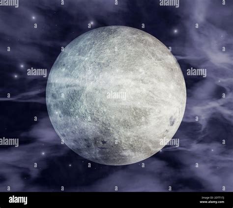 Full Moon On Dark Night Sky Background With Craters And Surface Details Visible Map Provided