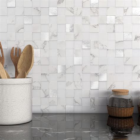 Vaovi Square Mosaic Tiles Self Adhesive Kitchen Splashback Wall Tiles