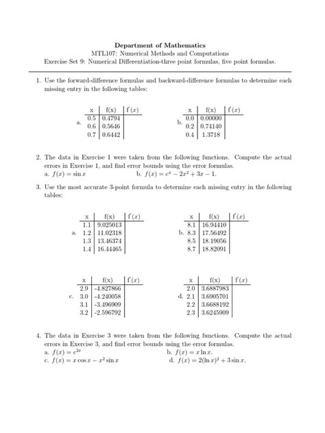 Numerical Differentiations Pdf Numerical Analysis Computational Science