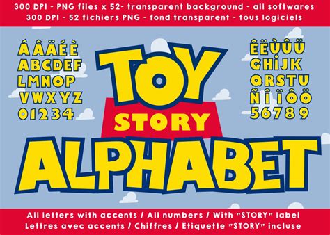 Toy Story Alfabeto Letras Números 300 Dpi Imágenes Png Fondo Etsy México