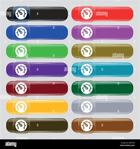 Speed Speedometer Icon Sign Big Set Of 16 Colorful Modern Buttons For Your Design Vector