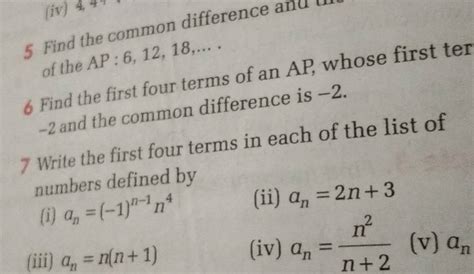 5 Find The Common Difference Anu Ap 61218−2 And The Commen An Ap