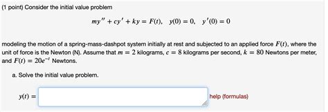 solved 1 point consider the initial value problem