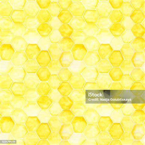 허니콤 매끄러운 패턴 노란색 수채화 육각 끝 그림 꿀벌 벌집은 인쇄를 반복합니다 손으로 그린 양봉가의 디자인 셀 벽지 겹치는