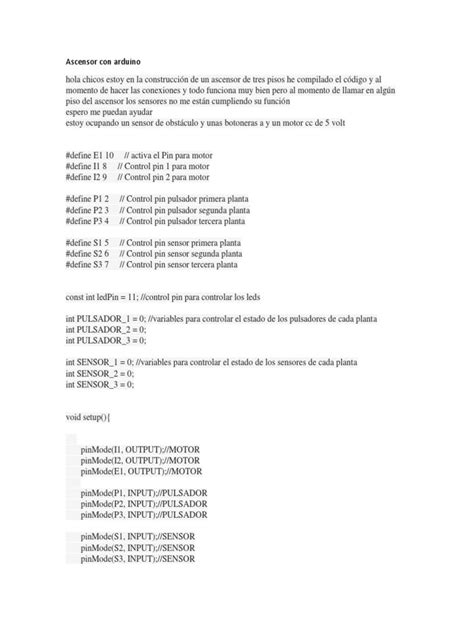Ascensor Con Arduino Pdf Ingeniería De Edificación Informática Y Tecnología De La Información