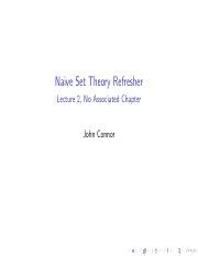 Lecture Set Theory Refresher Pdf Naive Set Theory Refresher Lecture No Associated Chapter