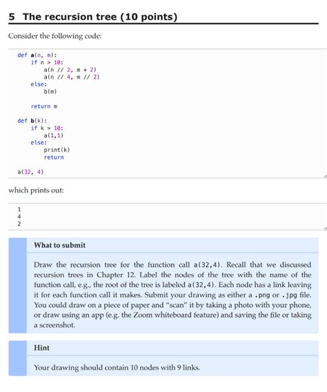 Solved 5 The Recursion Tree 10 Points Consider The