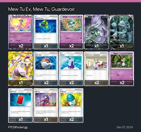 Mew Tu Ex Mew Tu Guardevoir Pokémon Tcg Pocket