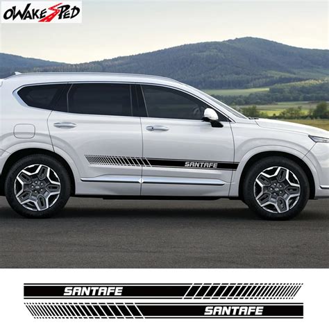 현대 산타페 자동차 도어 사이드 스커트 장식 스티커 레이싱 스포츠 줄무늬 자동차 바디 액세서리 장식 비닐 데칼차량용 스티커 Aliexpress