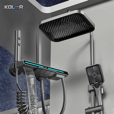 Koler New Digital Display Lighting Shower Set Big Rain Shower Hot And