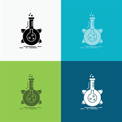 Research Laboratory Flask Tube Development Icon Over Various Background Glyph Style Design