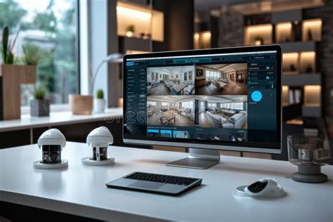 Smart Home Security System Background With Selective Focus And Copy