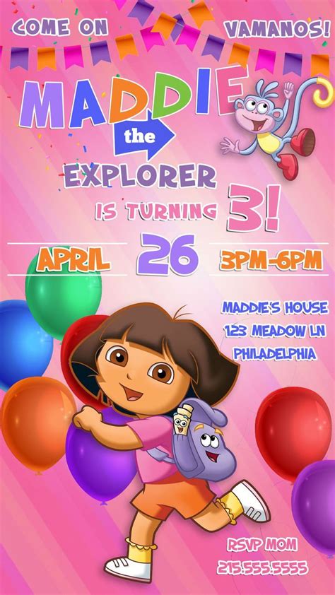 Dora The Explorer Birthday Invitation Dora The Explorer Invite Dora The Explorer Invite Text