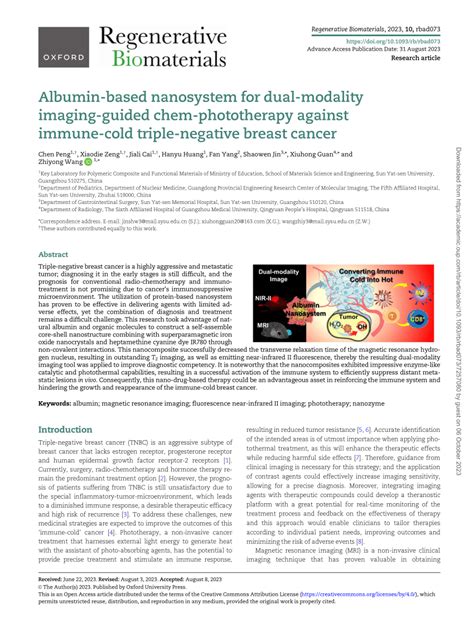 Pdf Albumin Based Nanosystem For Dual Modality Imaging Guided Chem Phototherapy Against Immune
