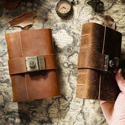 Genuine Leather Notebook Combination Lock Sketchbook T Men Women Vintage Handmade Cowhide