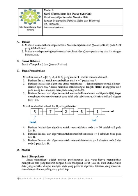 Modul Algoritma Struktur Data Modul Stack Tumpukan Dan Queue Antrian Praktikum