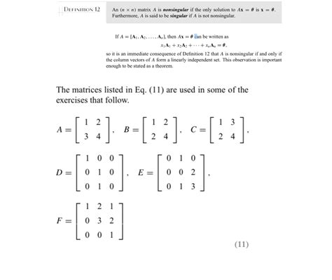 Solved DEFINITION An N X N Matrix A Is Nonsingular If Chegg