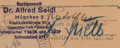 Rudolf Hess Nuremberg Trial Document Signed Summoning A Witness For