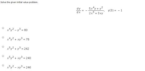 Solved Solve The Given Initial Value Problem Dydx