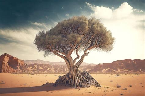 Premium Photo Lonely Tree With Fading Crown That Could Not Cope With