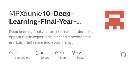 Github Mrxdunk10 Deep Learning Final Year Project Ideas Deep Learning Final Year Projects