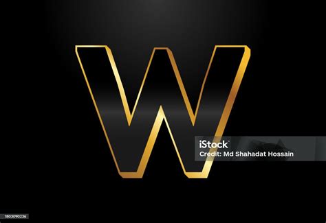 금색과 검은 색 알파벳 W우아한 골드 컬러 알파벳 벡터 일러스트 레이 션 0명에 대한 스톡 벡터 아트 및 기타 이미지 0명 3차원 형태 금 금속 Istock