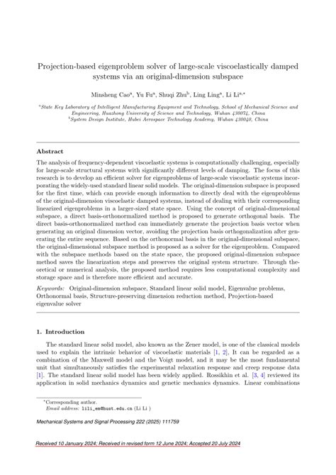 pdf projection based eigenproblem solver of large scale