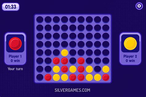 4 in a row play online on silvergames 🕹️
