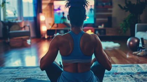 A Fitness Instructor Leading An Online Workout Class Streamed On A