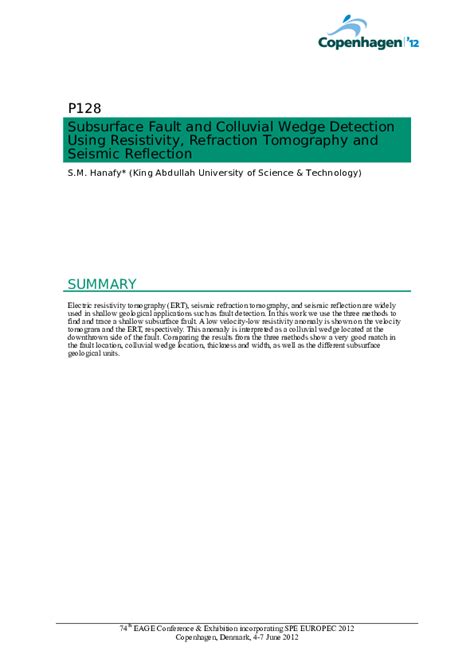 Pdf Subsurface Fault And Colluvial Wedge Detection Using Resistivity