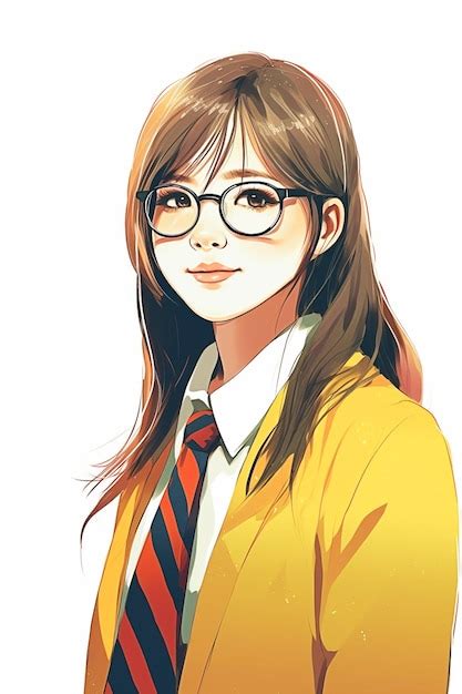 제복을 입은 책이 있는 귀여운 여고생만화 삽화ai 생성 프리미엄 사진