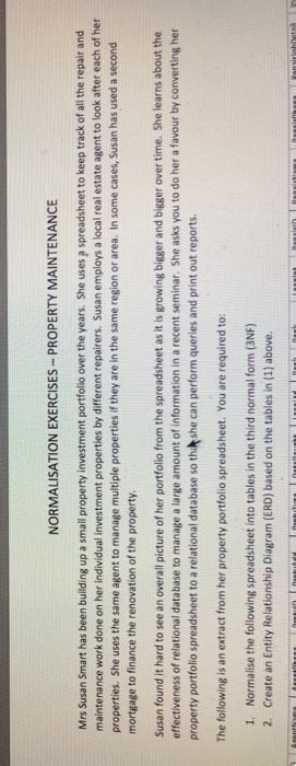 Normalisation Exercises Property Maintenance Mrs