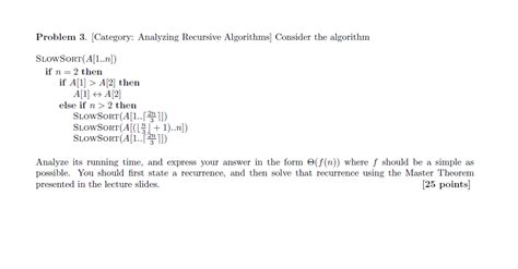 Solved Problem Category Analyzing Recursive Algorithms Chegg