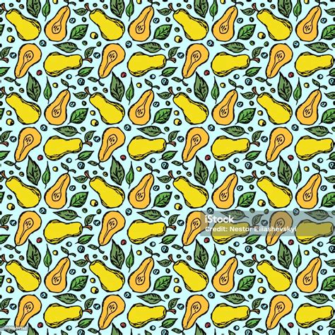 원활한 배 패턴 컬러 배 배경 과일을 사용한 낙서 벡터 일러스트 레이 션 0명에 대한 스톡 벡터 아트 및 기타 이미지 0명 건강한 식생활 과일 Istock
