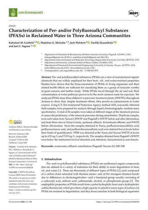 Pdf Characterization Of Per And Or Polyfluoroalkyl Substances Pfass In Reclaimed Water In