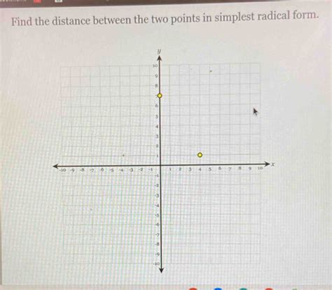 find the distance between the two points in simplest radical form
