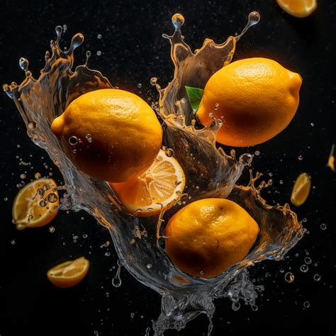 Premium Ai Image A Splash Of Oranges Is Being Thrown Into A Bowl