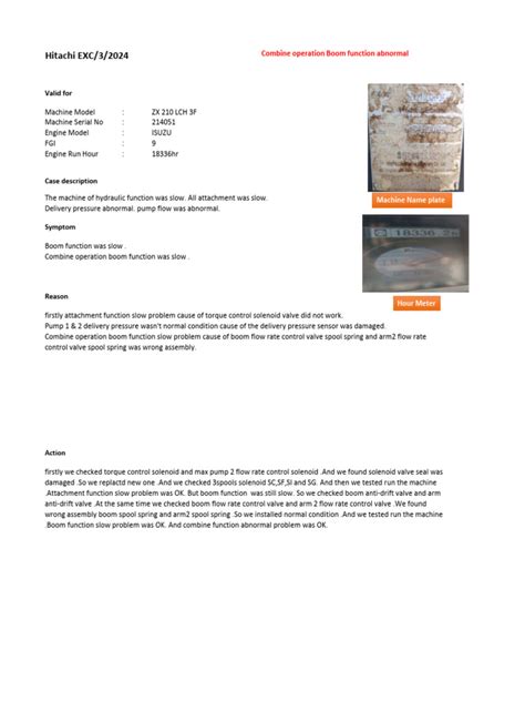 Hitachi Combine Operation Boom Function Abnormal Pdf