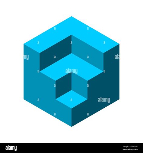 Blue 3d Cube With Three Levels Staircase Climbing Concept Isometric