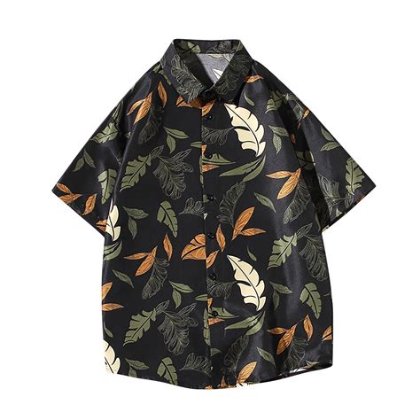 Gmwm Beach Shirt Heat Dissipating Hawaiian Top Mens Casual Button Down