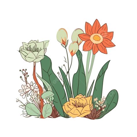 식물 클립 아트 벡터 진한 주황색과 밝은 녹색 만화 식물의 클립 아트 Png 일러스트 및 벡터 에 대한 무료 다운로드 Pngtree