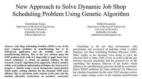 New Approach To Solve Dynamic Job Shop Scheduling Problem Using Genetic Algorithm Bckureras