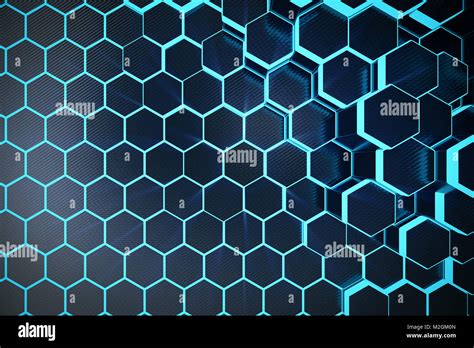 3d Illustration Blue Abstract Hexagonal Geometric Background Structure Of Self Luminous