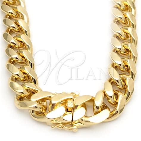 Oro Laminado Basic Necklace Gold Filled Style Miami Cuban Design Pol