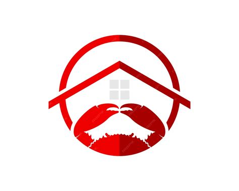 Premium Vector Circular Shape With Red Crab And House Inside